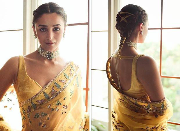 Alia Bhatt exudes regal opulence in yellow aviary pattern saree ...