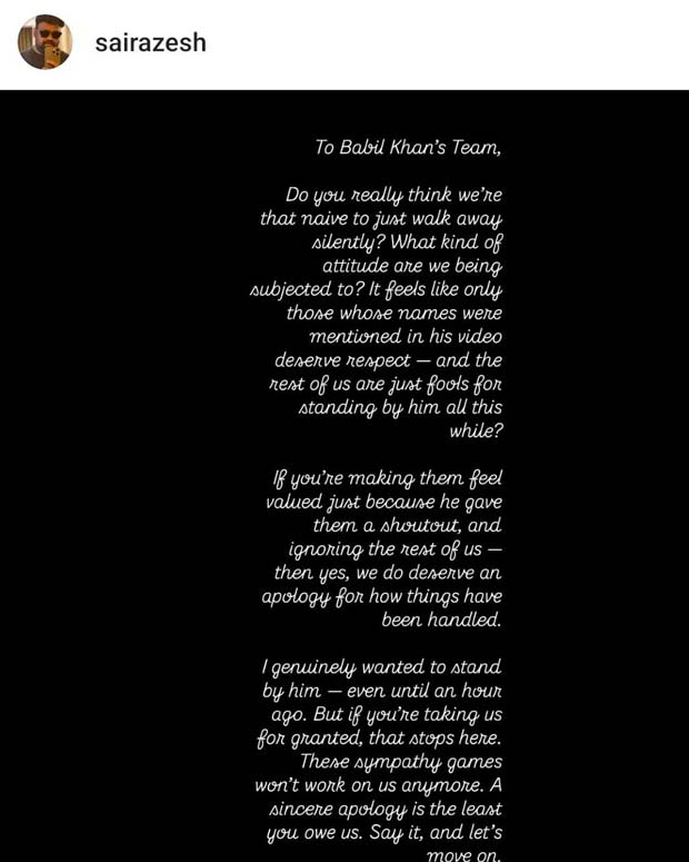 “Bugs in my beard, slit my wrist”: Babil Khan SLAMS Sai Rajesh’s ...