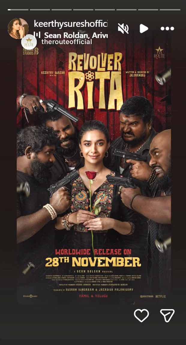 Keerthy Suresh drops fiery new Revolver Rita poster; crime-comedy gears ...